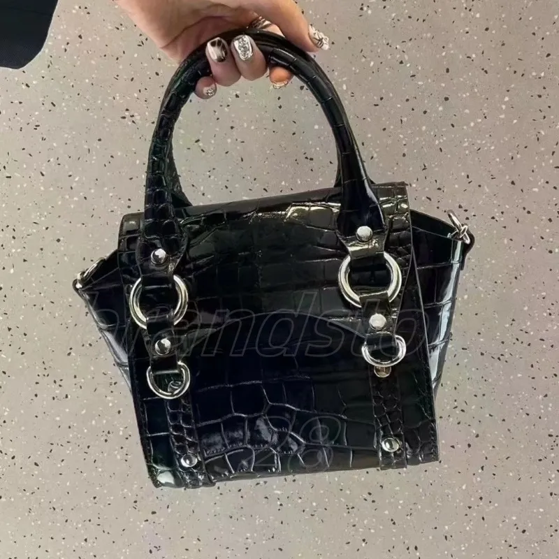 2025 Saturn Westwood Betty Crocodile Pattern Small Black Handbag ...