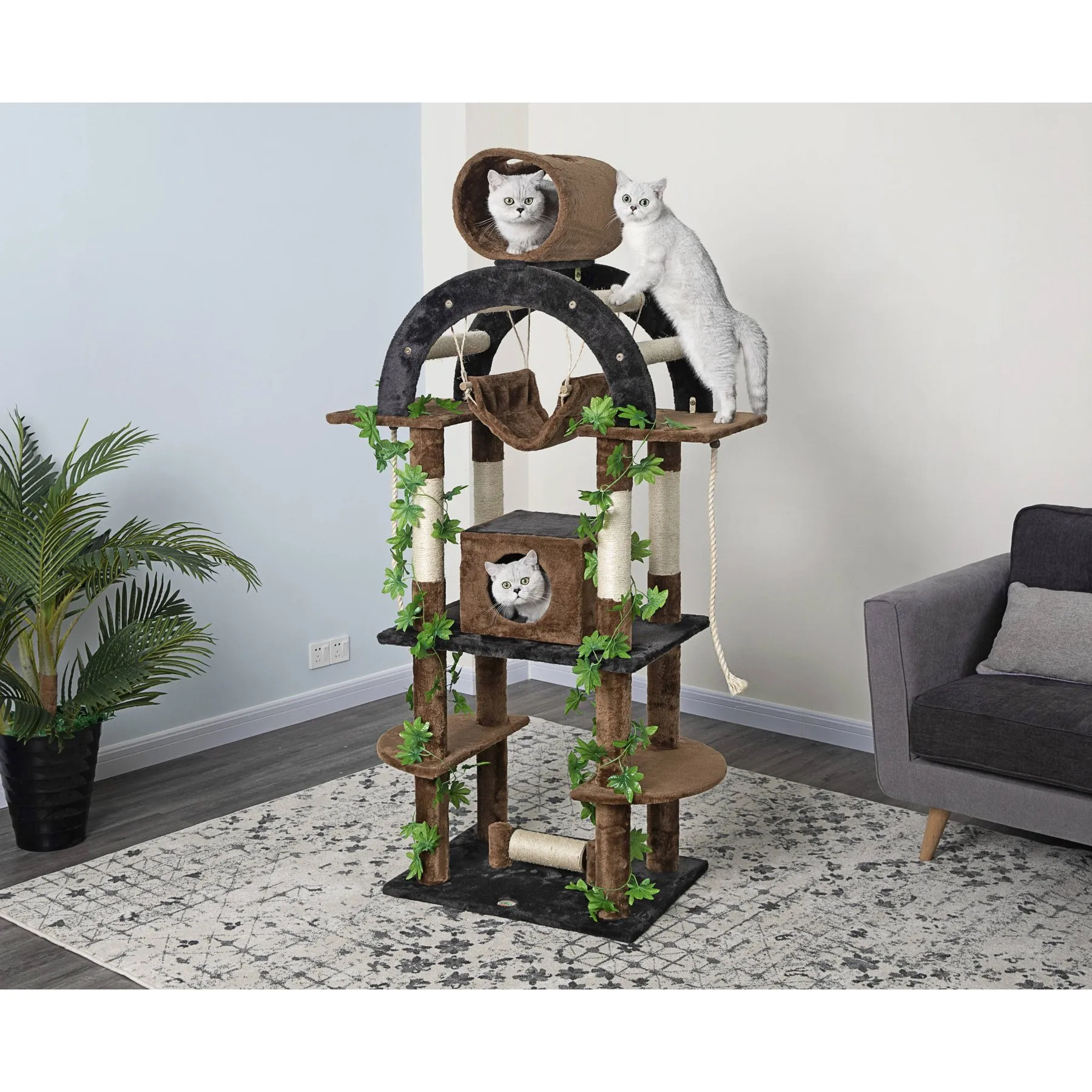 DHgate.com:71-Inch Cat Tree with Forest & Leaves Design, Blue/Brown ...