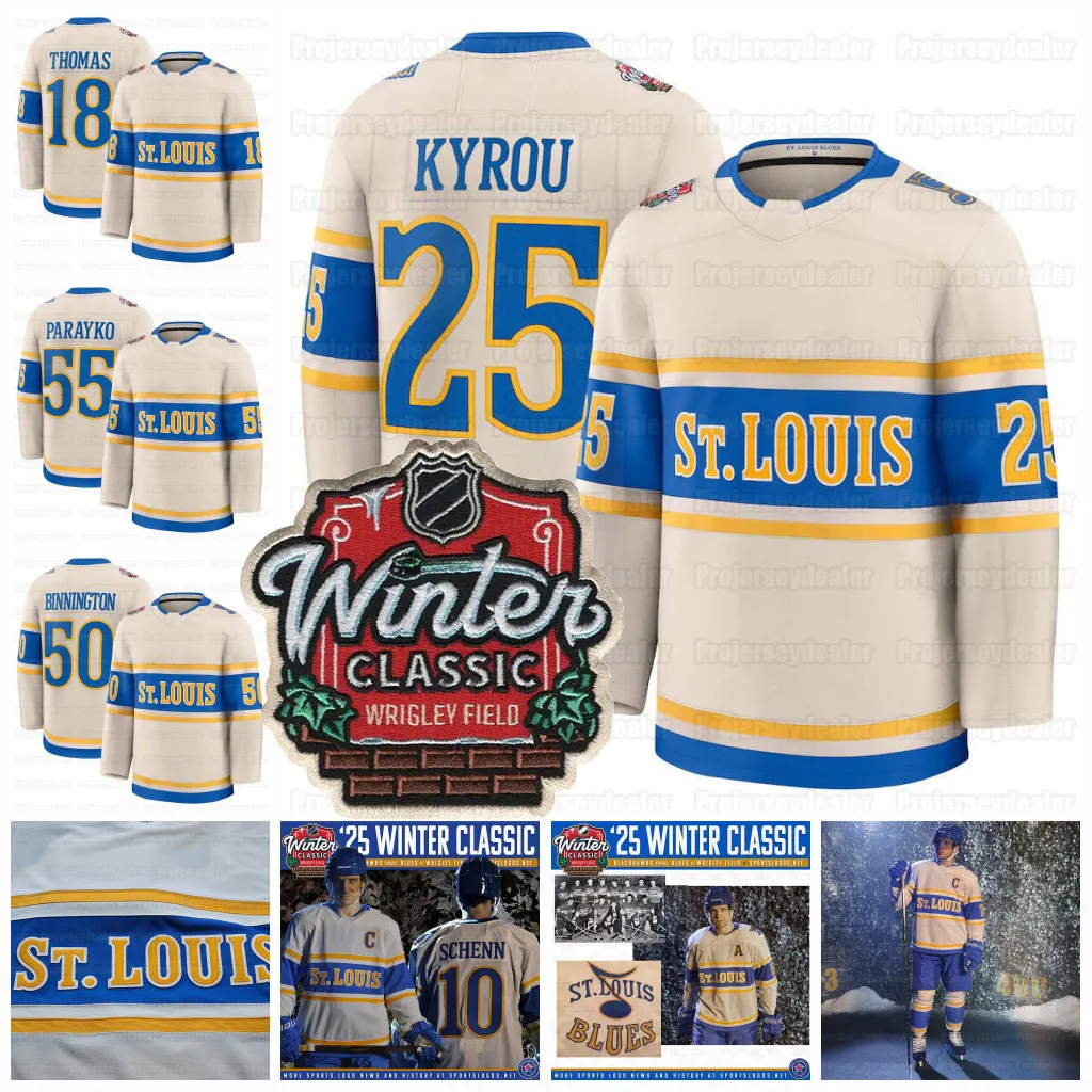 Kyrou St. Blues 2025 Winter Classic Jersey Robert Thomas Brayden Schenn ...