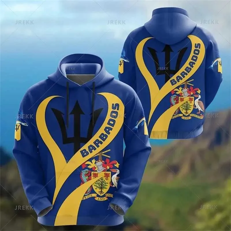 Barbados Flag 3D Print Men's Zip Hoodie - Premium Quality, Shop Now ...