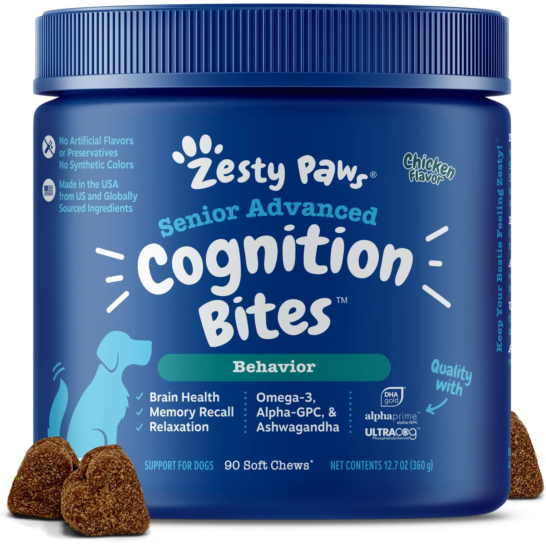Bulk Zesty Paws Advanced Cognition Bites Chicken Flavored Soft Pet ...