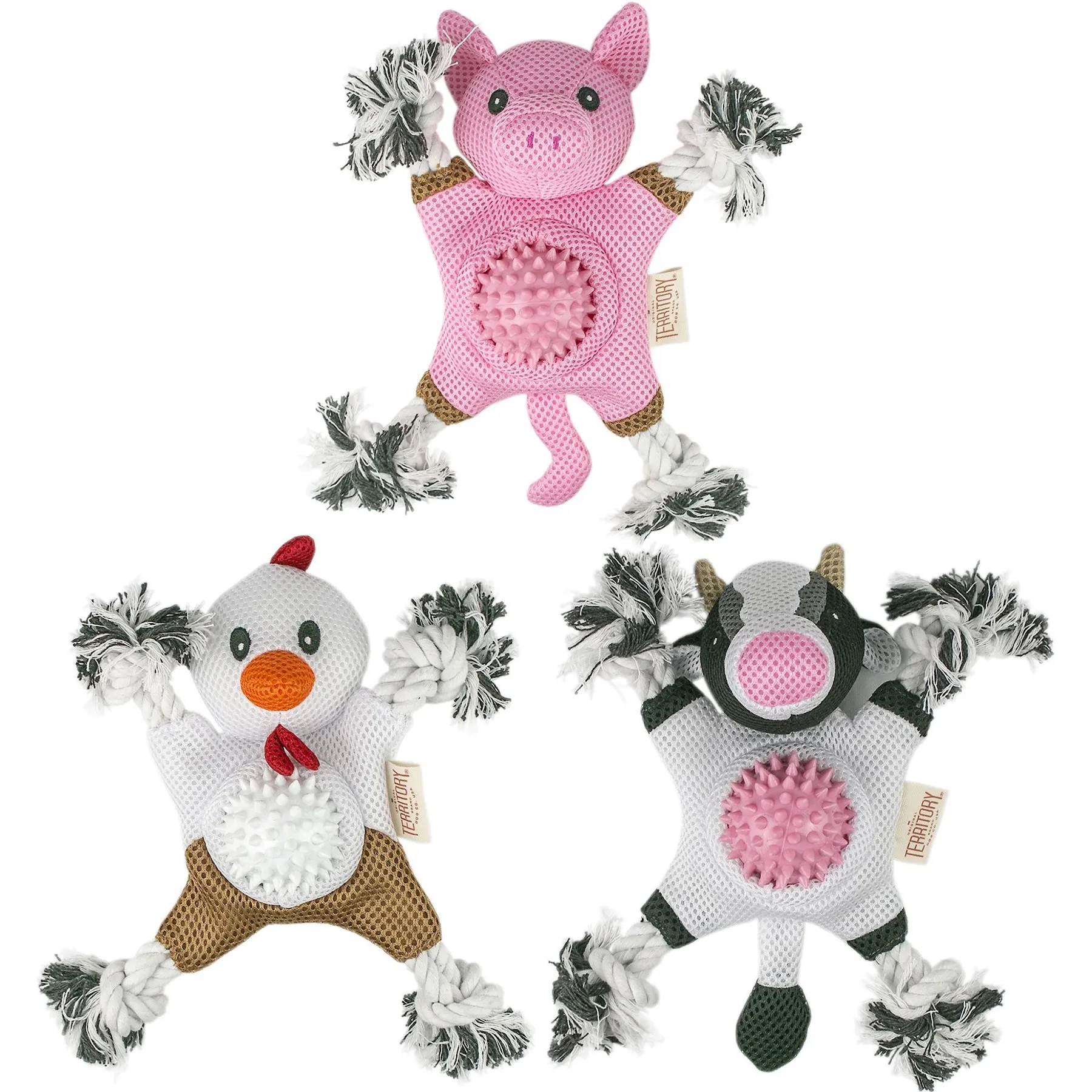 2-in-1 Farm Friends Dog Toys, 3-Pack: Fun Squeaky Plush Animals! | Best ...