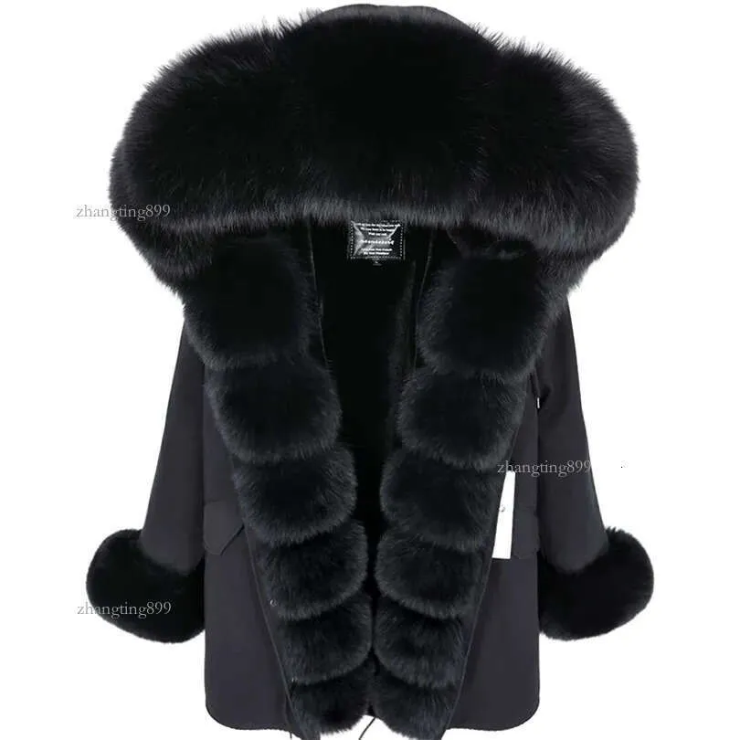 MaoMaoKong Womens Slim Long Winter Jacket Real Fur Trim Warm ...