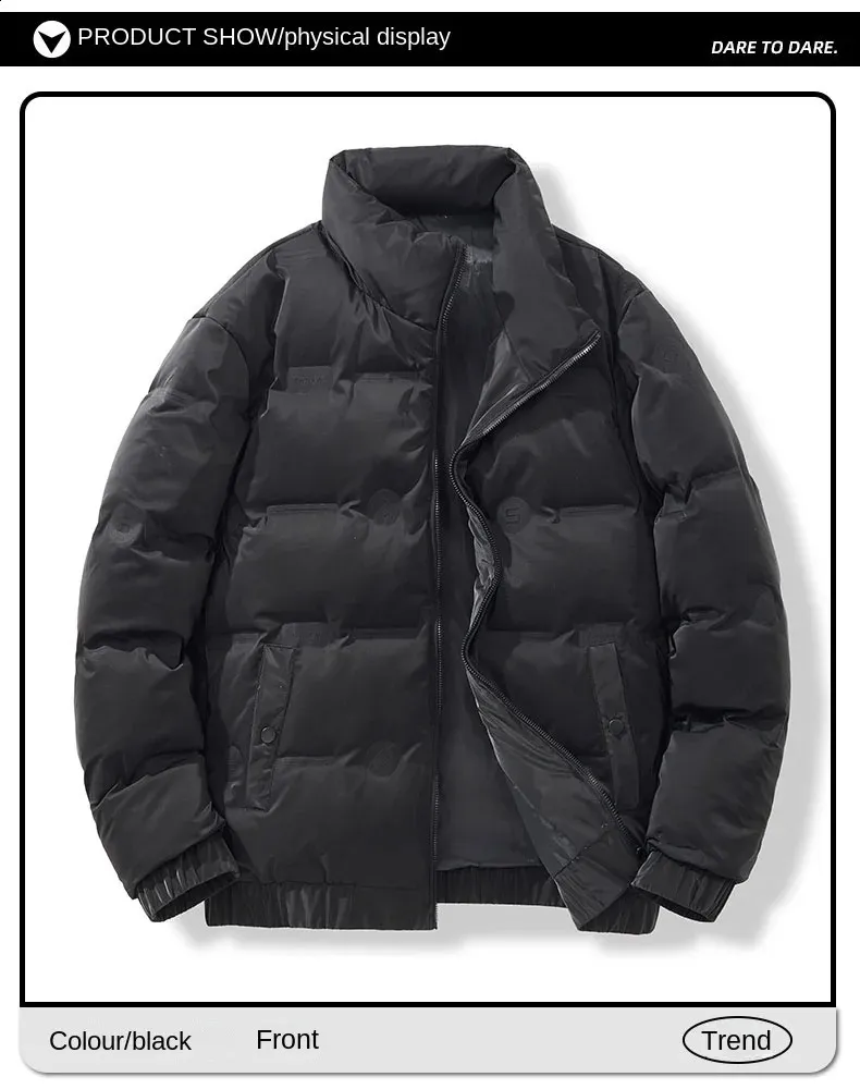 Stand Collar Pure Color Down Jacket: Windproof, Simple, Trend Classic ...