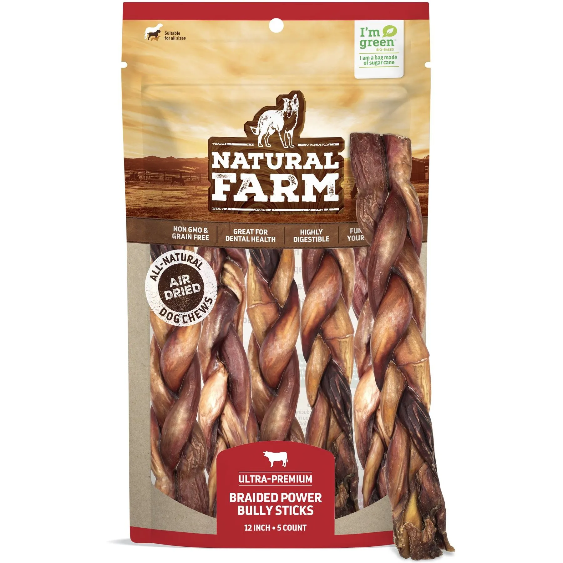 Premium Braided Beef Bully Sticks for Dogs - Long Lasting Chews ...