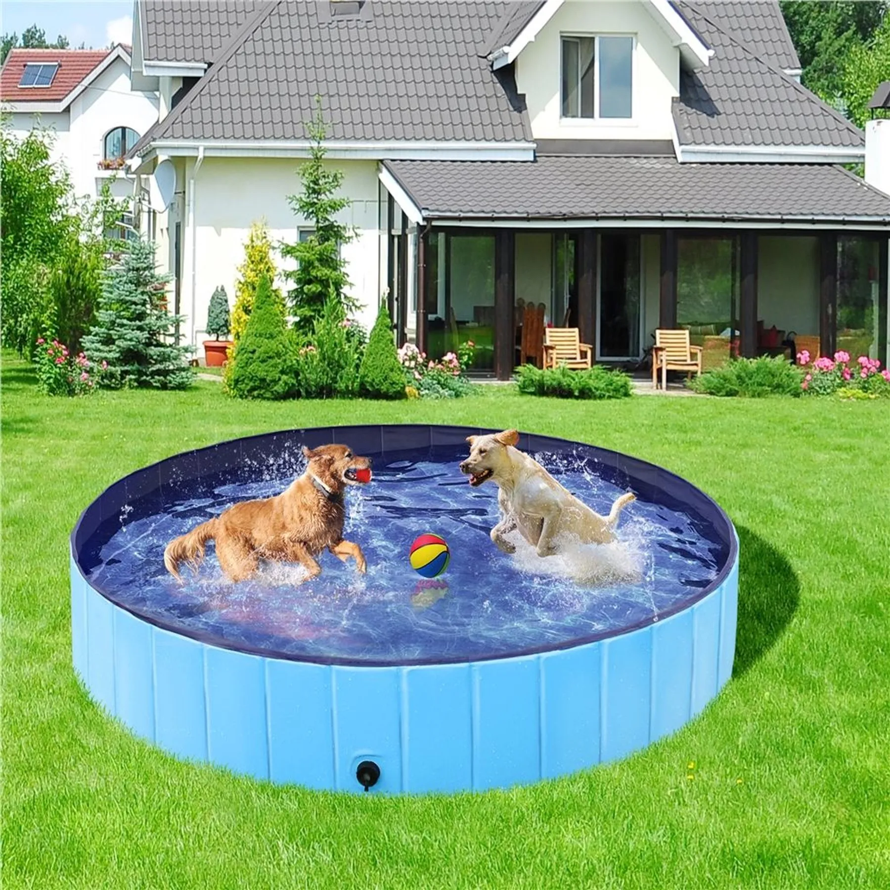 Large Foldable Dog Pool Collapsible Pet Pool For Outdoor Fun From ...