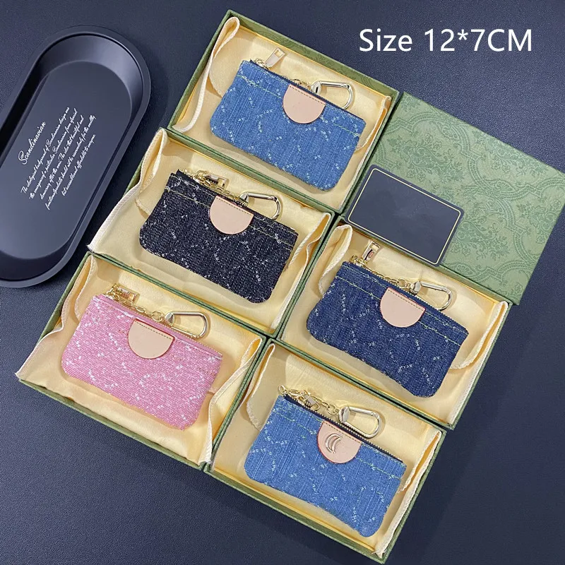 Denim Key Wallet With Coin Purse Compact Zipper Wallet For Women & Men ...