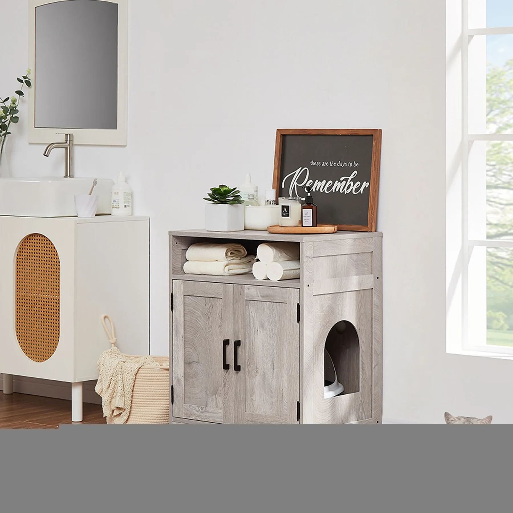 DHgate.com:Weathered Grey Cat Litter Box Enclosure - Medium, Stylish ...