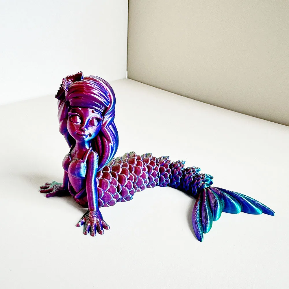 3D Printed Poseable Mermaid Sculpture Autism Sensory Toy, Tabletop ...