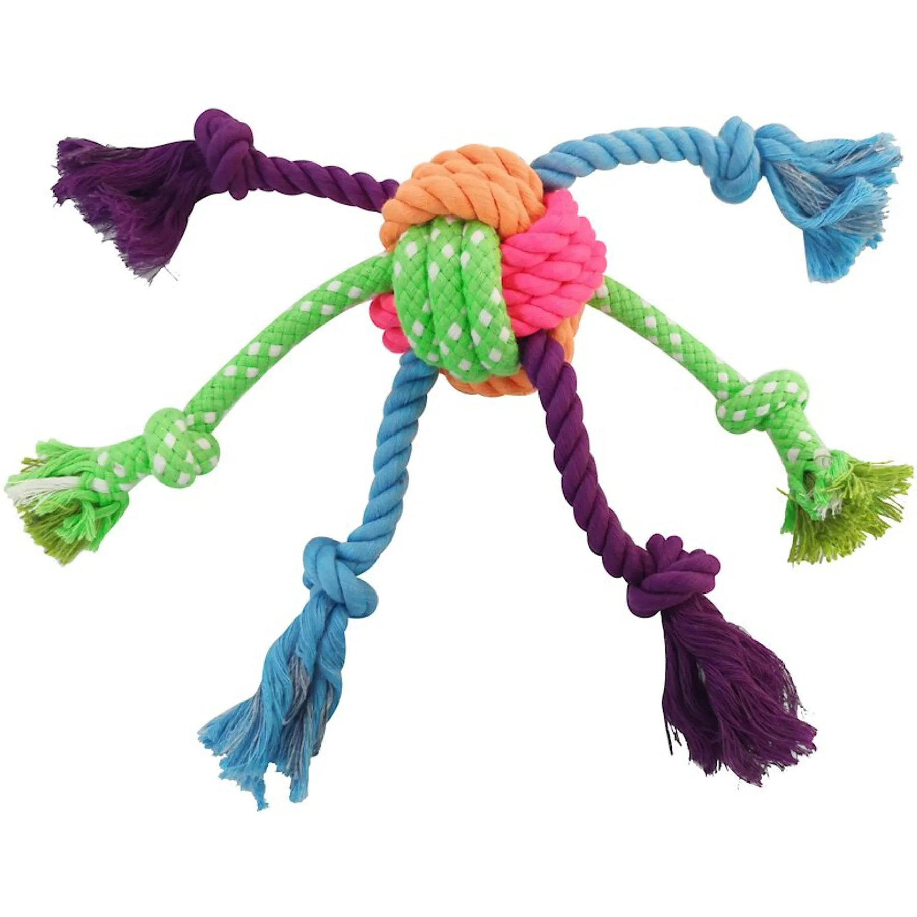 Designer Dog Cat Plush Knot Rope Ball Toy with Bell for Interactive ...
