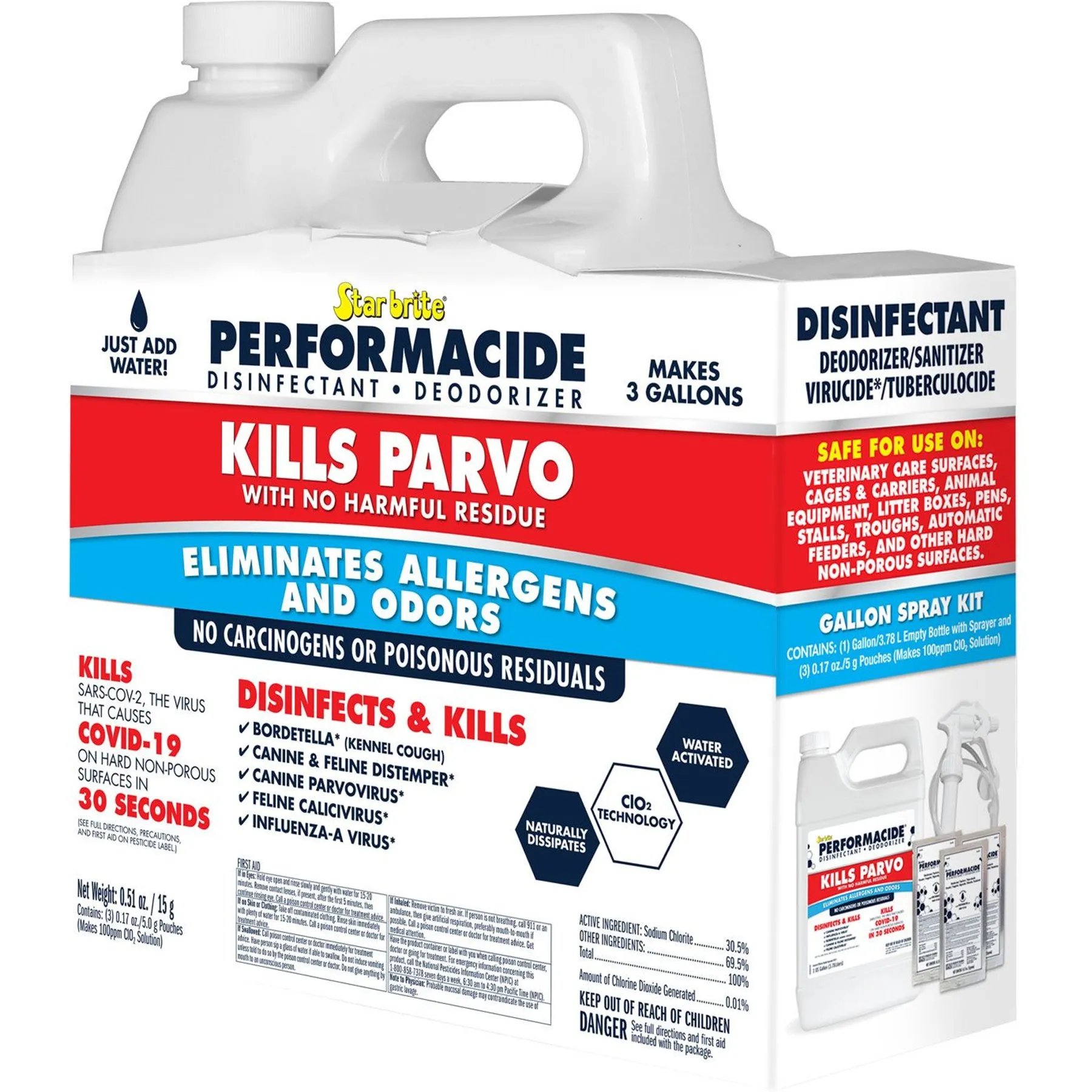 Disinfectant & Deodorizer emergency kit with Performacide for Kills Parvo