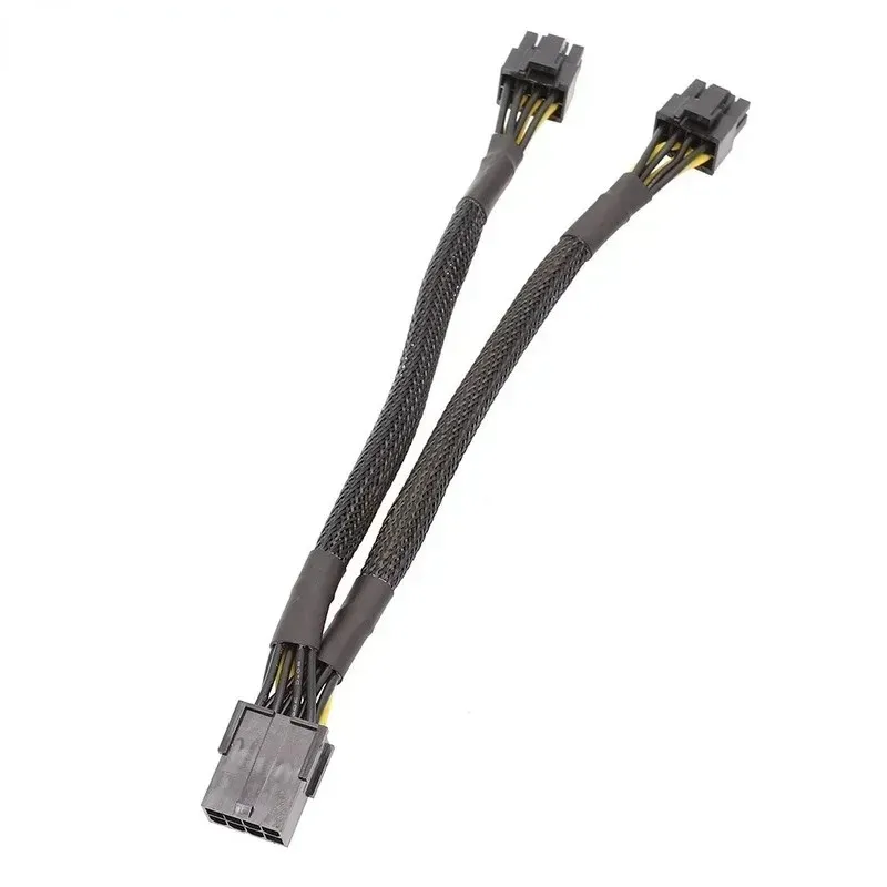 Braided Y-Splitter GPU Adapter Cable: 25cm PCIe 8 Pin Female to Dual ...