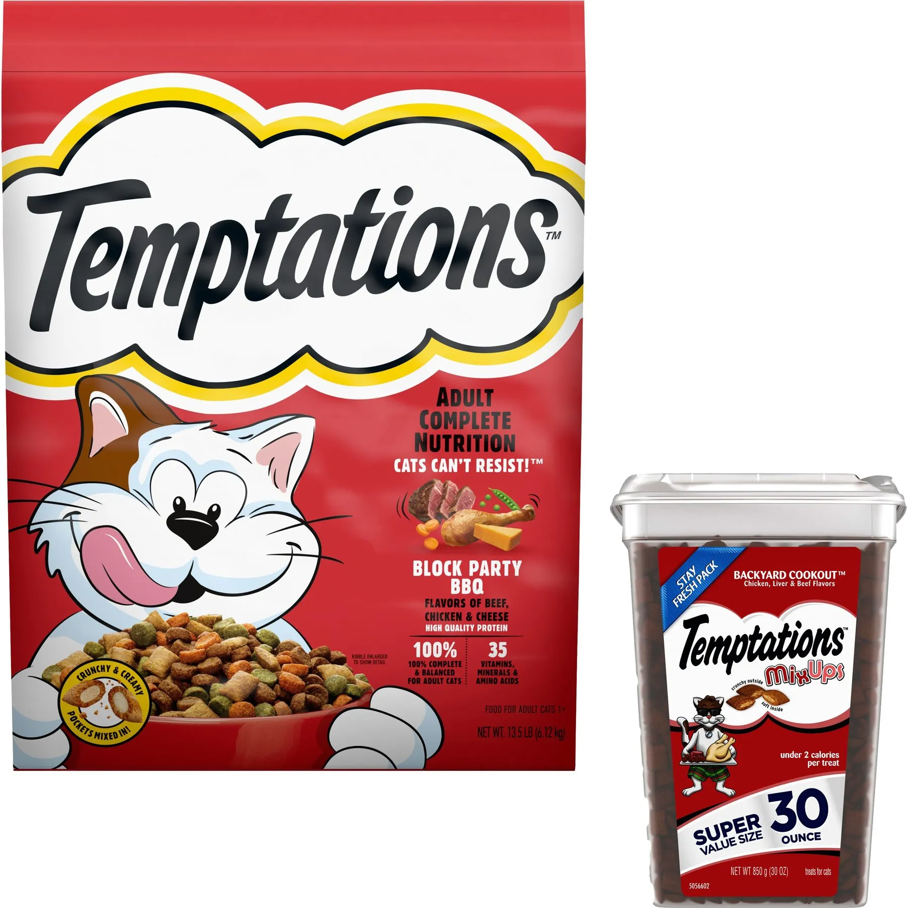 Temptations Beef, Chicken, & Cheese BBQ Flavor Adult Dry Cat Food ...