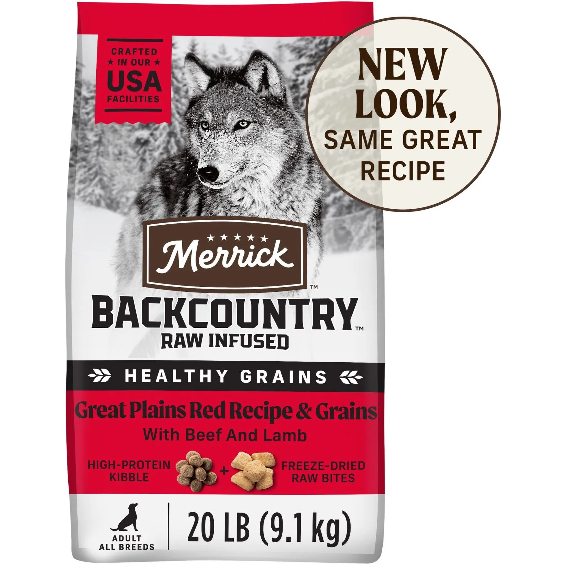 Premium Red Meat & Healthy Grains Dog Food - Raw Coated Kibble, Limited ...