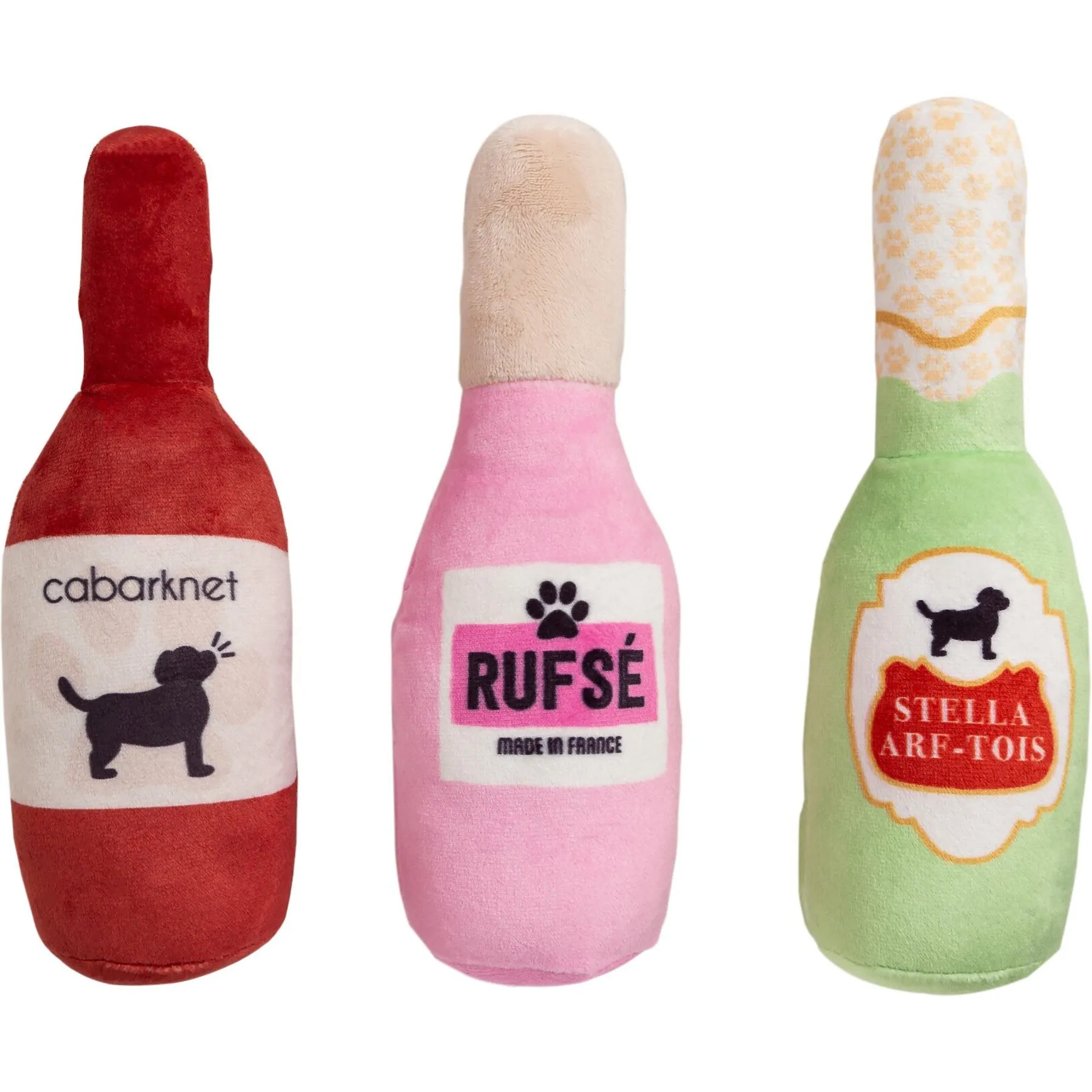 Plush Paws: Beer, Wine & Rose Dog Toys - 3 Pack! Shop Now, Best Seller ...