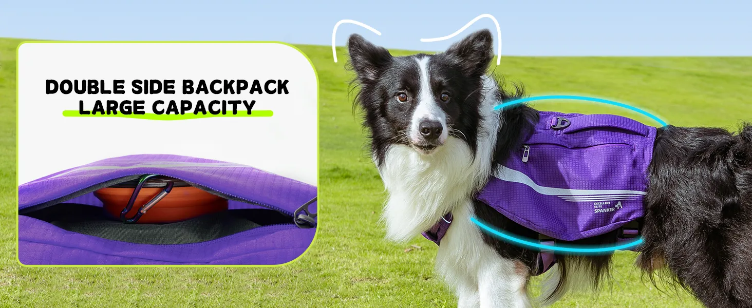 Reflective Y-Shaped Dog Backpack: Lightweight Hiking Gear with Pockets ...