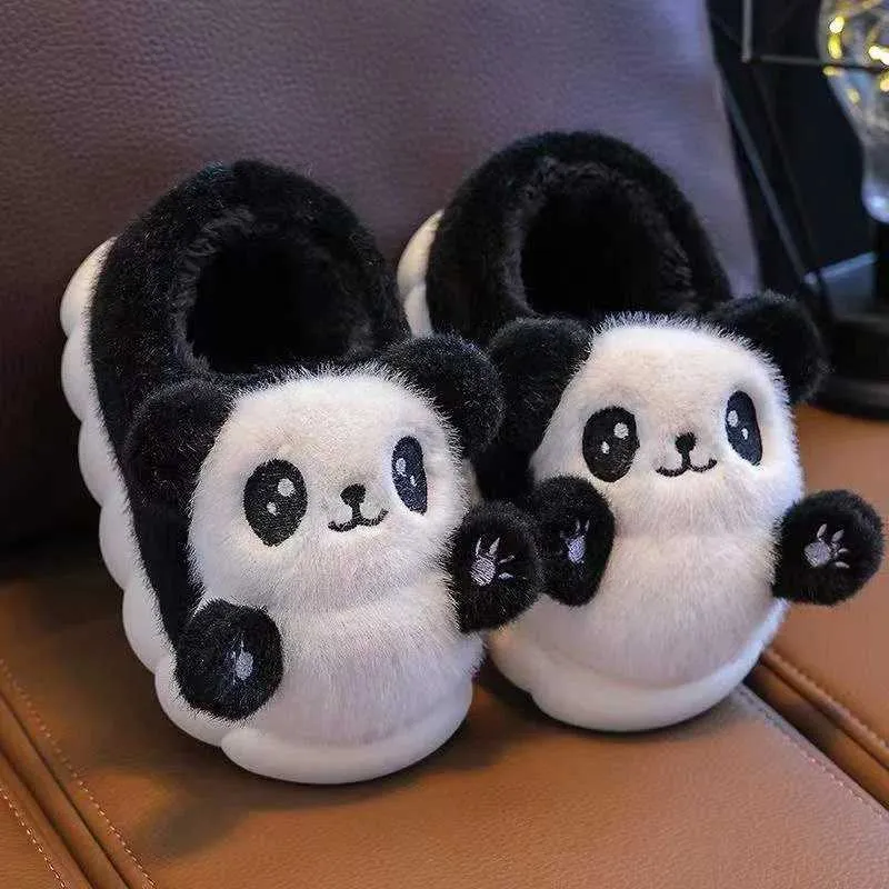 Cartoon Panda Winter Slides: Warm, Thick-Soled Non-Slip Slippers for ...