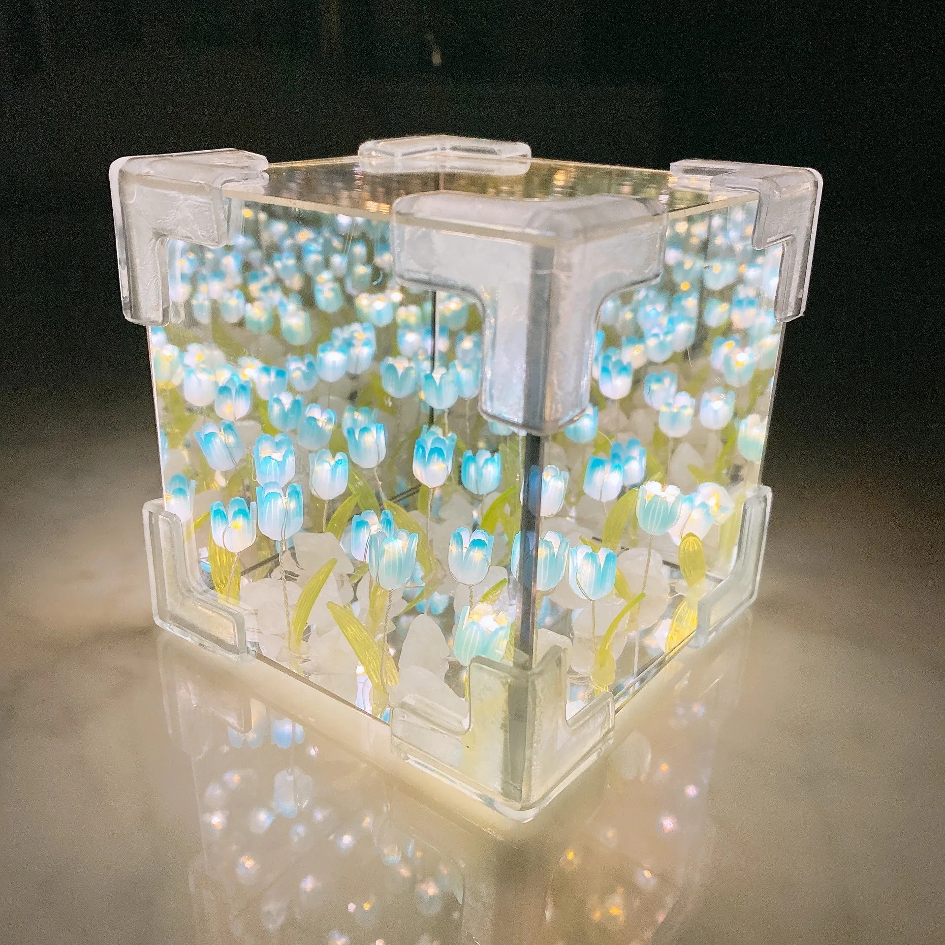 Diy Tulip Flower Sea Cube Three-Dimensional Small Night Lamp Material ...