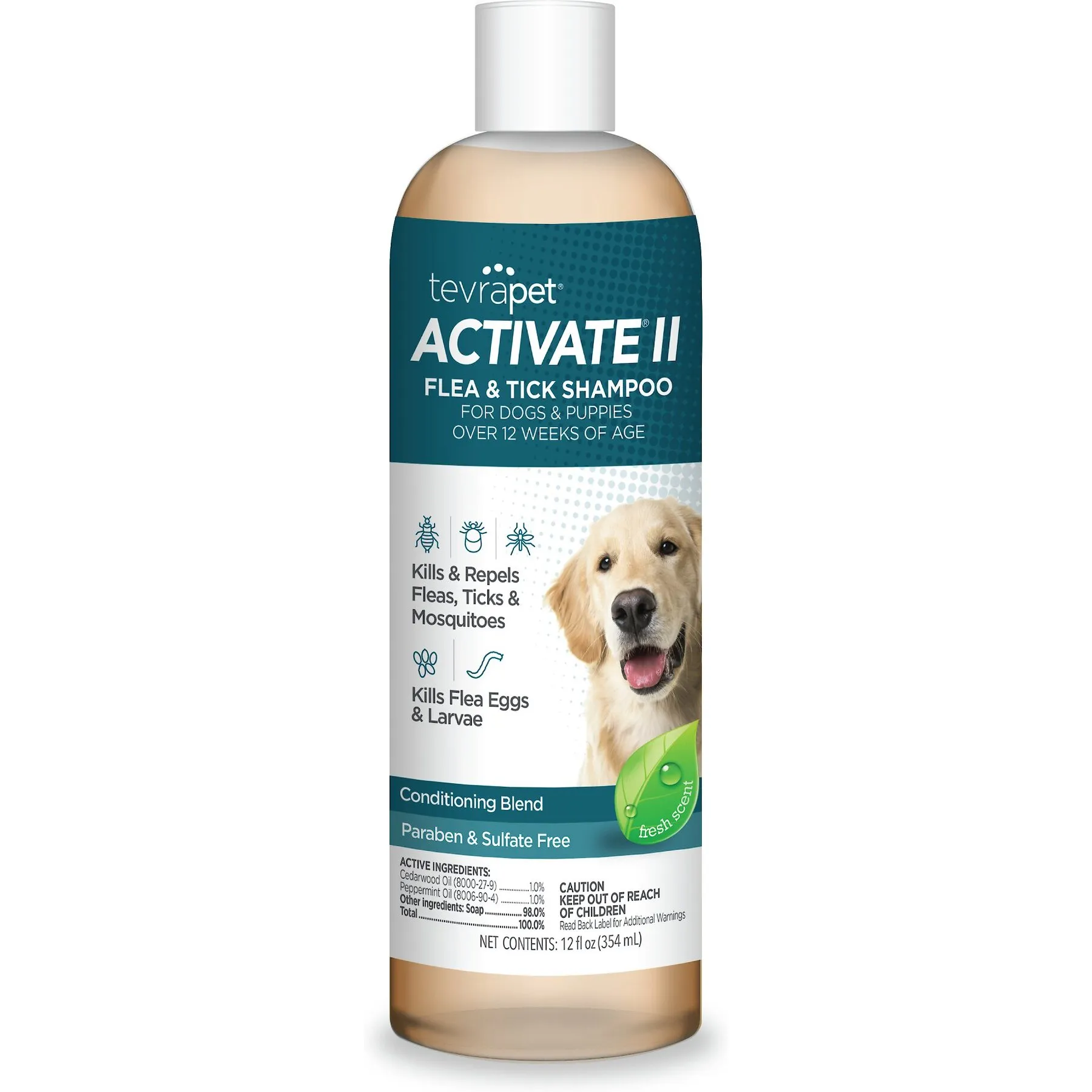 TevraPet Activate II Flea & Tick Dog Shampoo - 12 oz Bottle - Kills ...