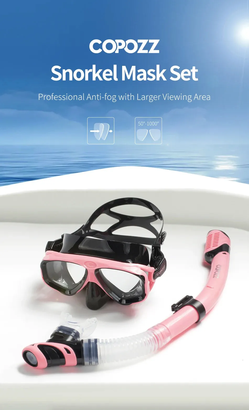 COPOZZ Scuba Diving Mask Set Anti-Fog Goggles with Snorkel Tube ...