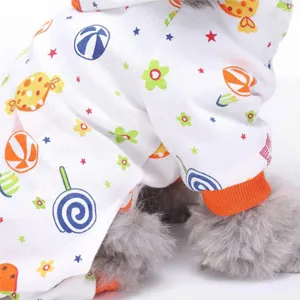 Cozy Cotton Puppy Pajamas: Turtleneck Dog Jumpsuit with Love Pattern ...