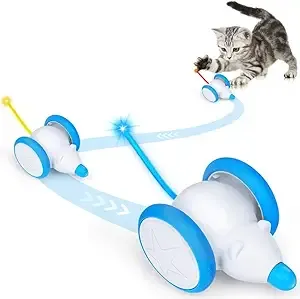Interactive Cat Toy: USB Rechargeable, LED & Squeaking Mouse ...