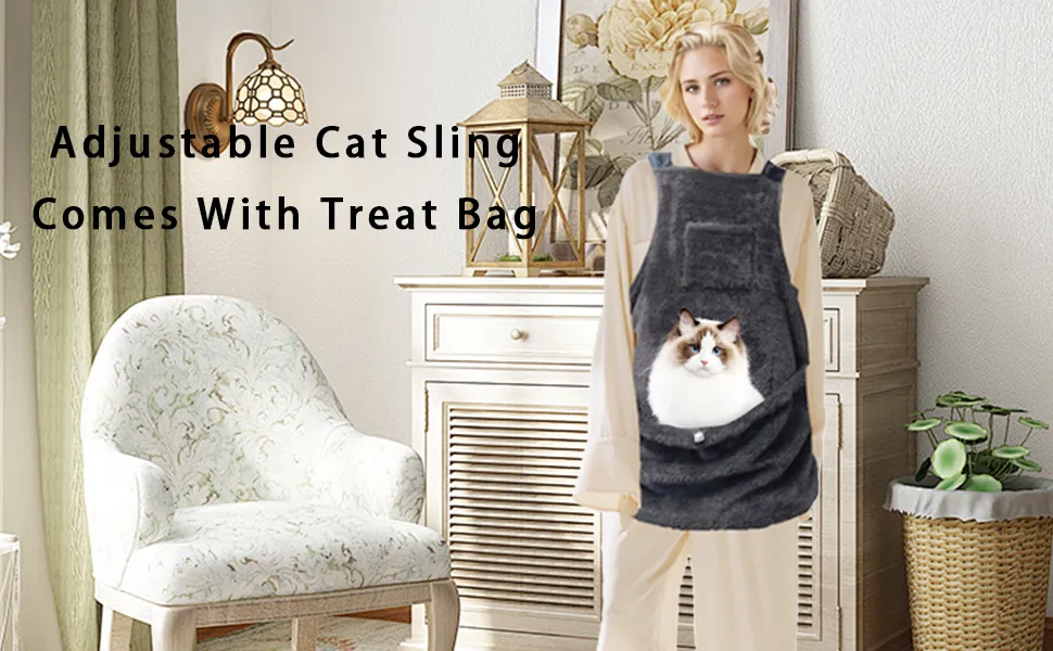Hands-Free Cat Carrier Sling Pouch: Adjustable Chest Apron for Small ...