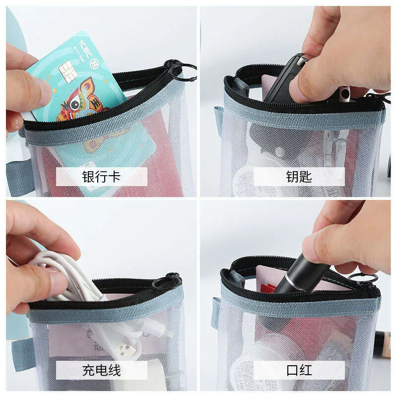 Transparent Mesh Mini Cosmetic Makeup Case Portable Storage Bag for ...