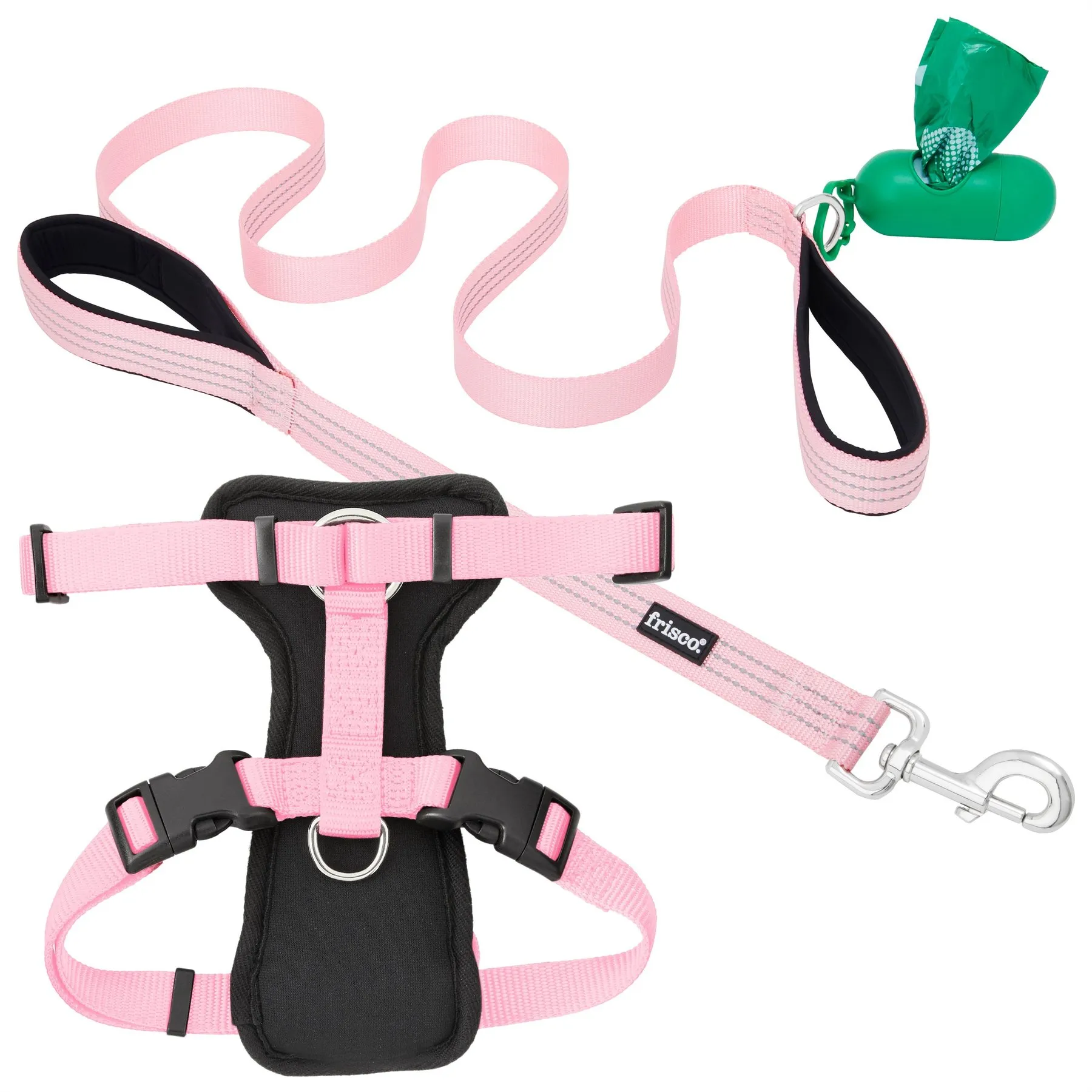 Premium Padded Dog Harness & Leash Set with Built-in Poop Bag Dispenser ...