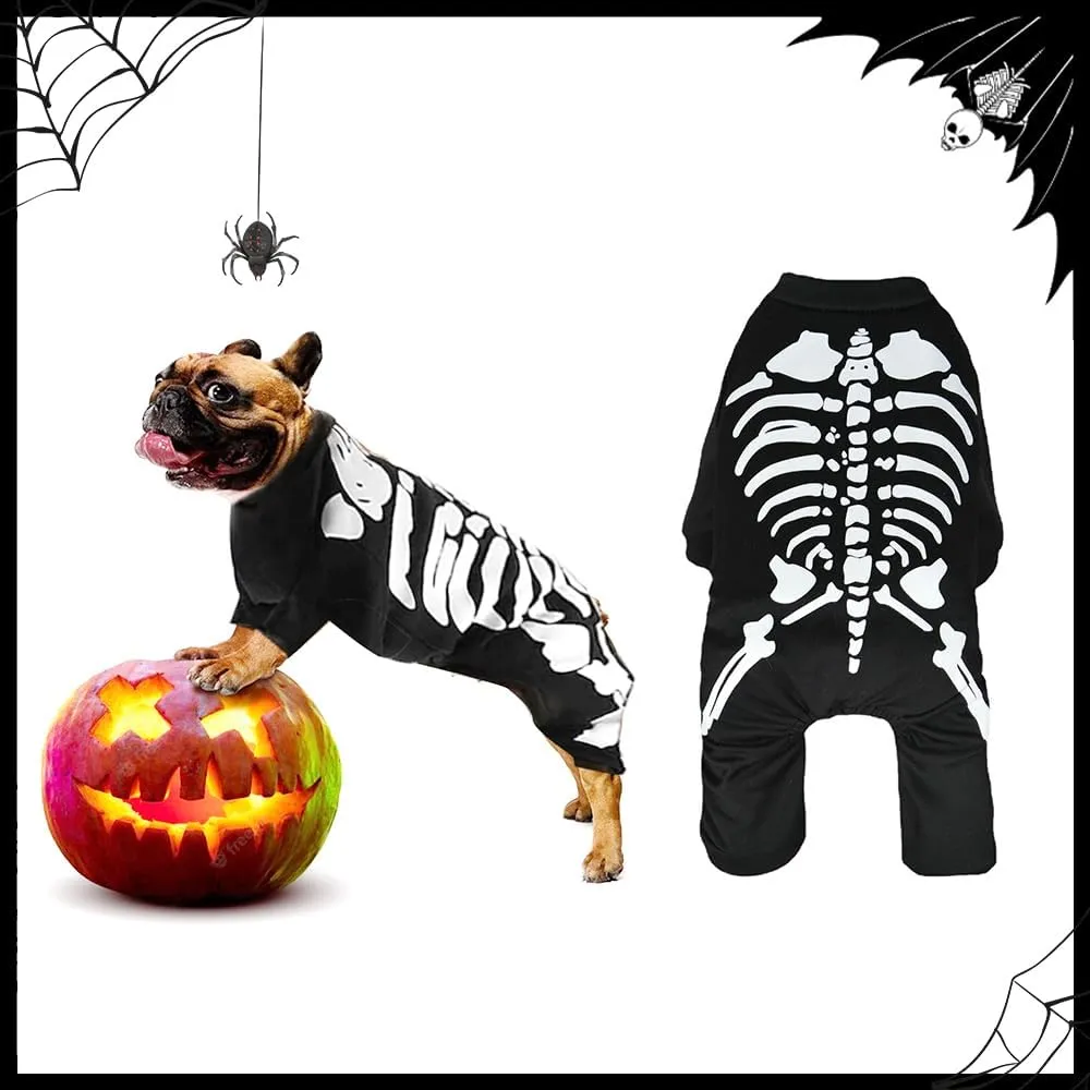 DHgate.com:Halloween Skeleton Dog Costume Jumpsuit - Pet Skull Hoodie ...