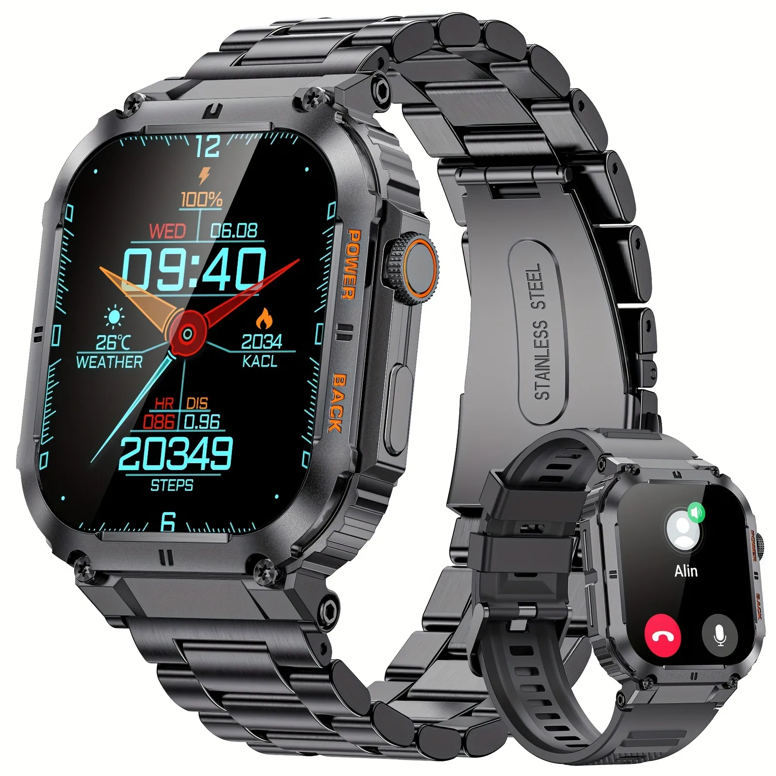 Large Screen Smartwatch for Men - 1.96 IPS Display, 400mAh Battery ...