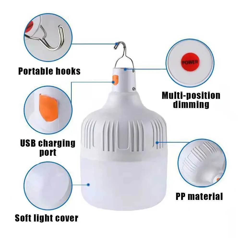 Portable 60W USB Rechargeable Camping Light - Powerful LED, Power Bank ...