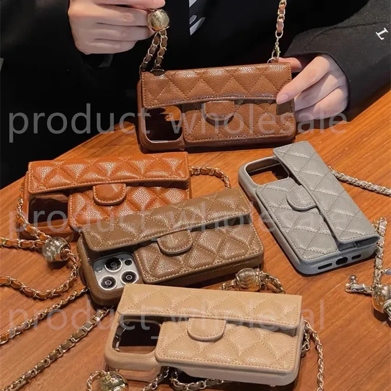 Luxury Lattice Leather Pu Cell Phone Case With Card Slot And Shoulder ...