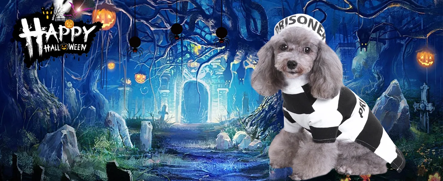 Pet Prisoner Costume for Halloween - Medium Dog Inmate Outfit, Fun ...