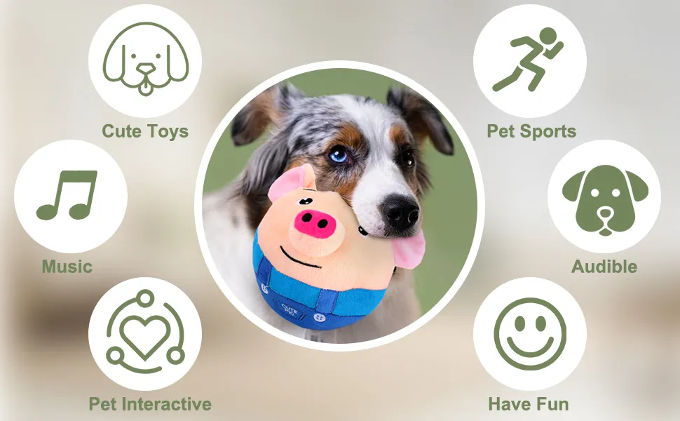 Active Moving Plush Pig Toy for Dogs - Interactive Fun for Boredom ...