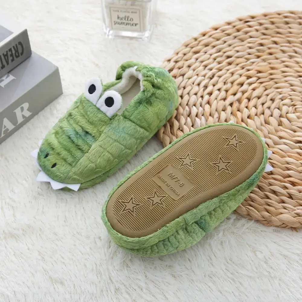 Cozy Dinosaur Slippers: Fuzzy, Warm Winter Sliders for Kids! Premium ...