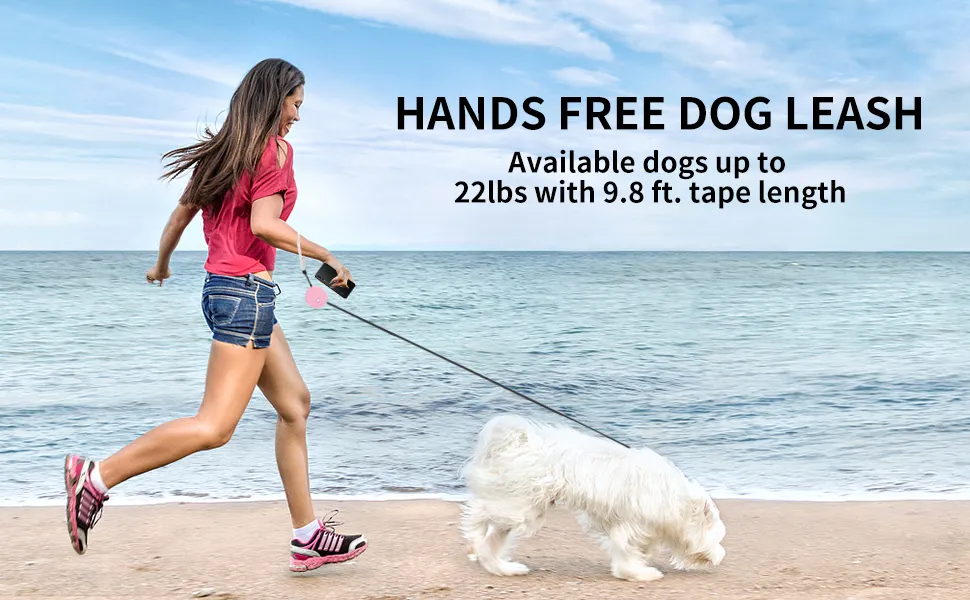 Lightweight Retractable Dog Leash - 9.8ft Strong Nylon Tape, One-Hand ...
