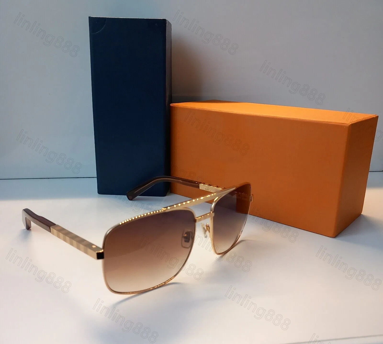 Men's Designer Sunglasses Classic Metal Square Gold Eyewear Frames With ...