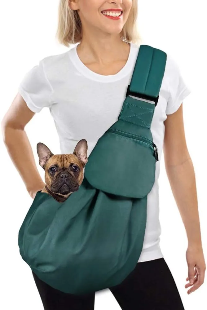 Comfy Pet Sling Carrier: Hands-Free Dog Papoose, Adjustable Shoulder ...