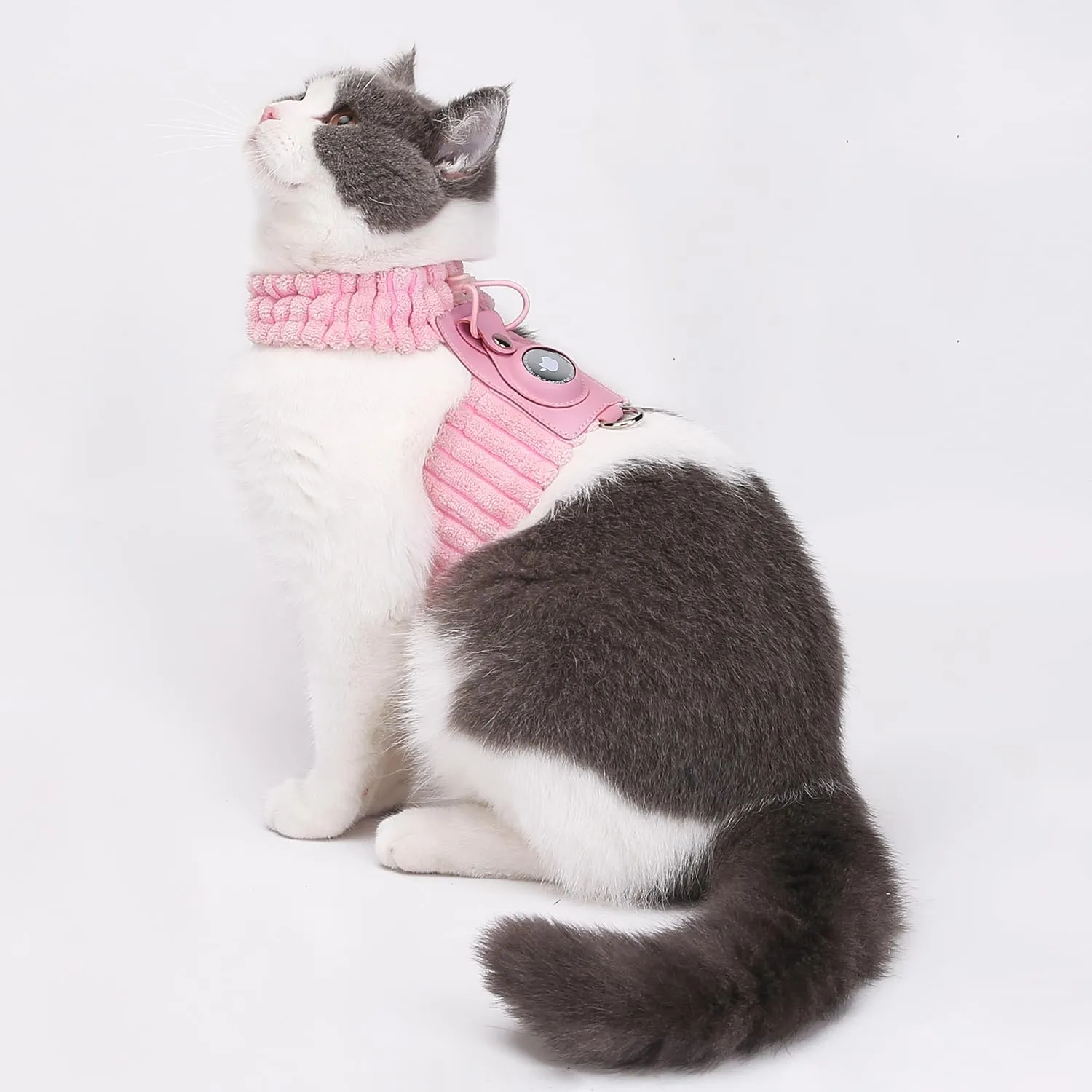 Airtag Cat Harness Vest: Secure & Stylish! Adjustable Soft Fleece ...
