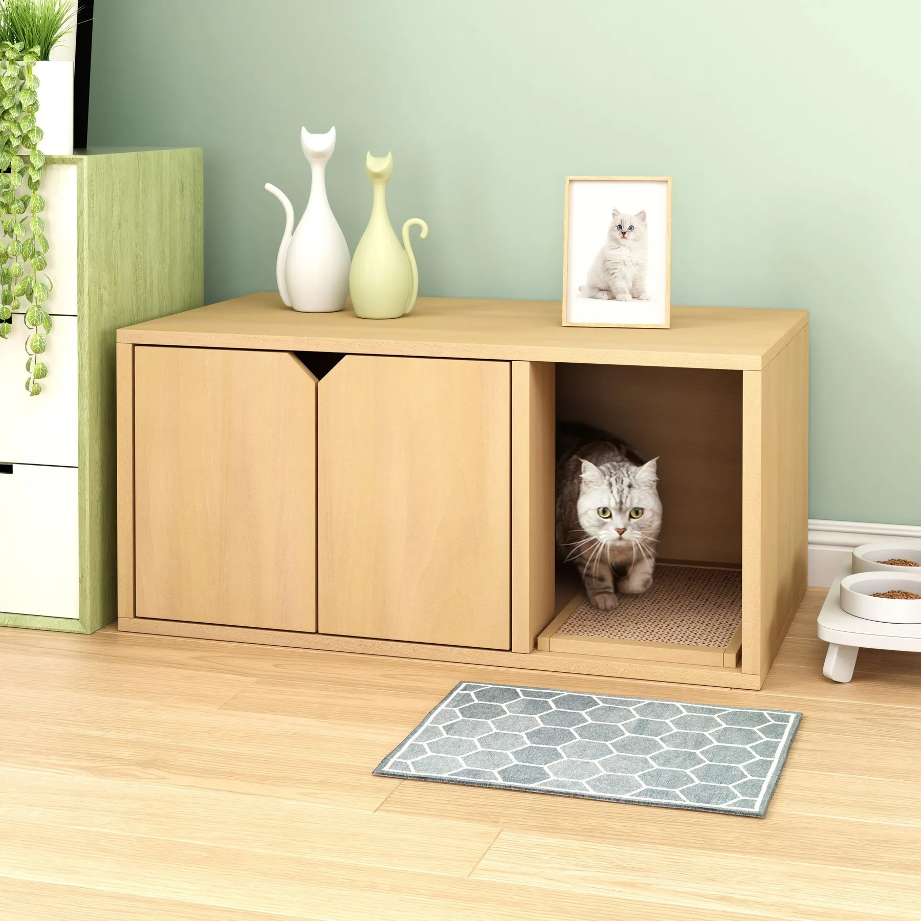 Modern Enclosed Kitty Litter Box Furniture: Stylish Cardboard Option ...