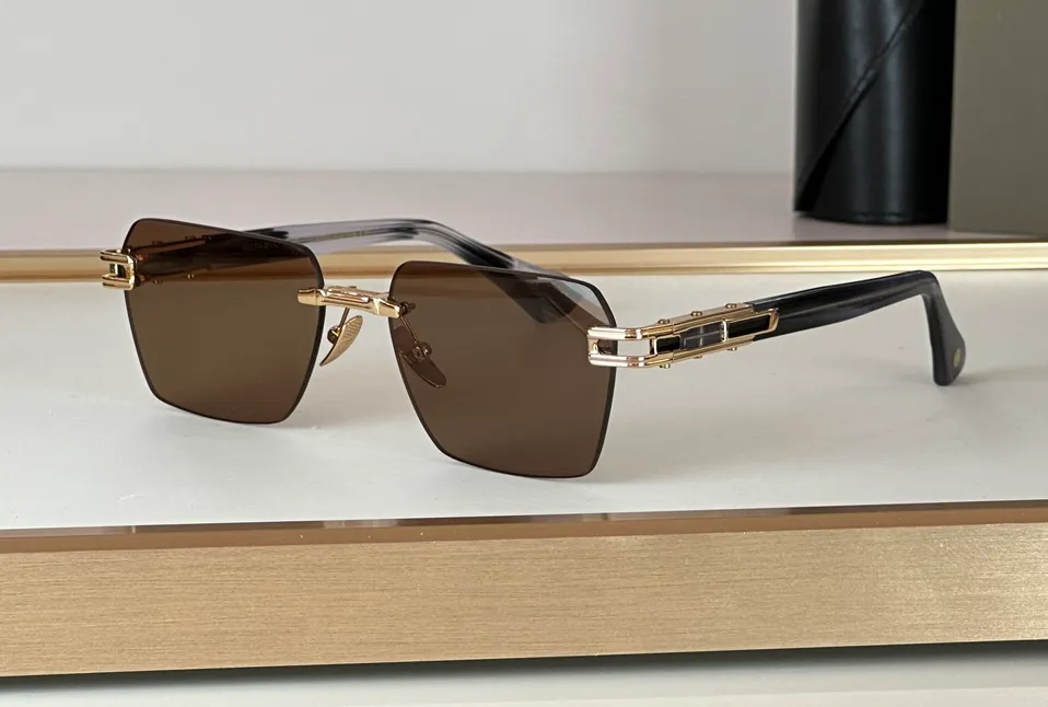 UV400 Square Rimless Prescription Sunglasses For Men With Gold And ...