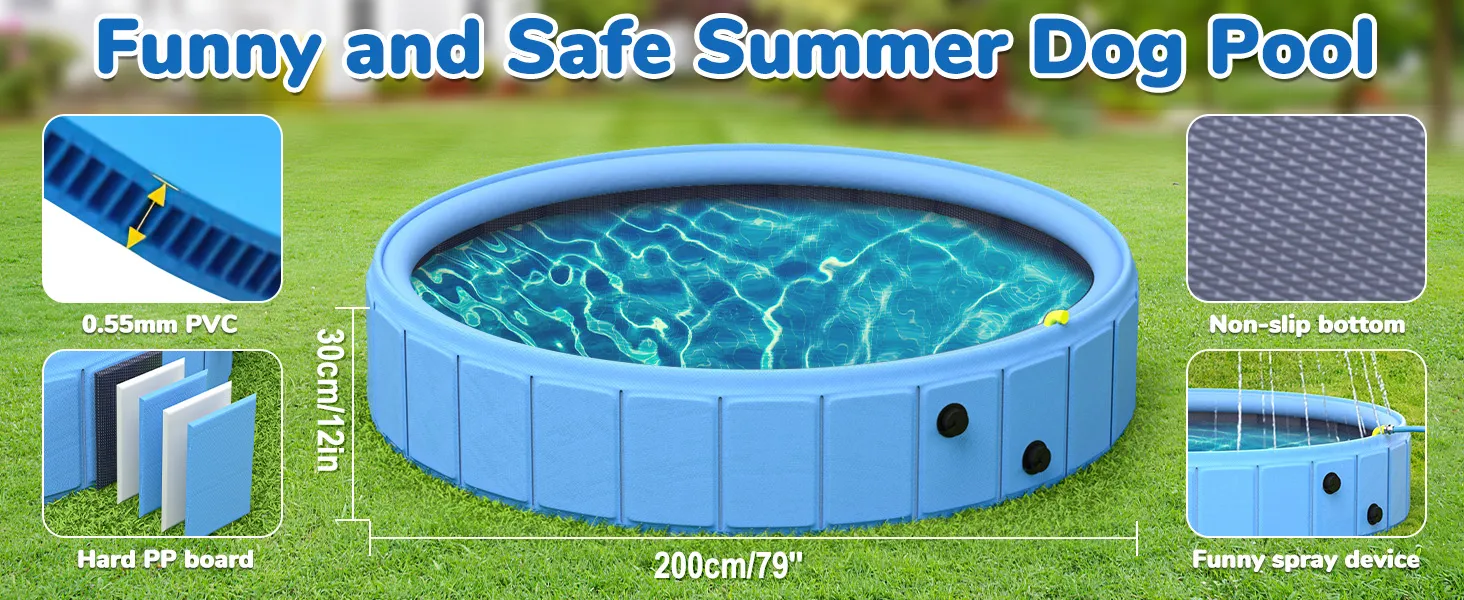 Large Foldable Dog Pool: Heavy Duty PVC, Portable 2-in-1 Pet Bathtub ...