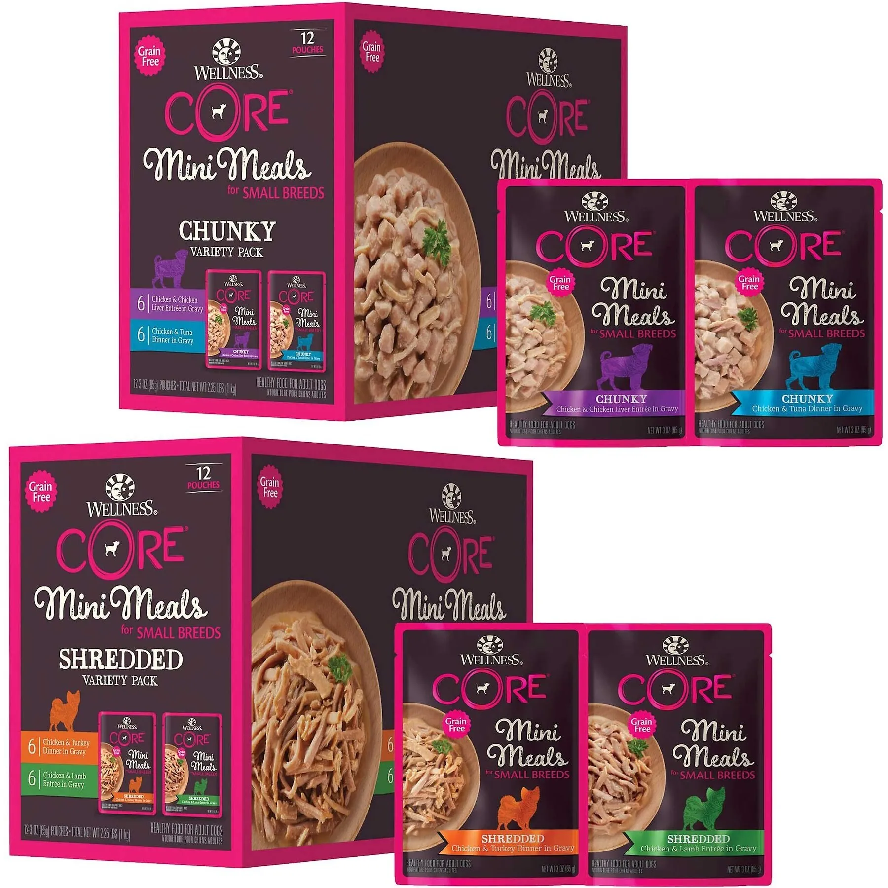 Wellness CORE Mini Meals Wet Dog Food Variety Pack - Chicken & Turkey ...