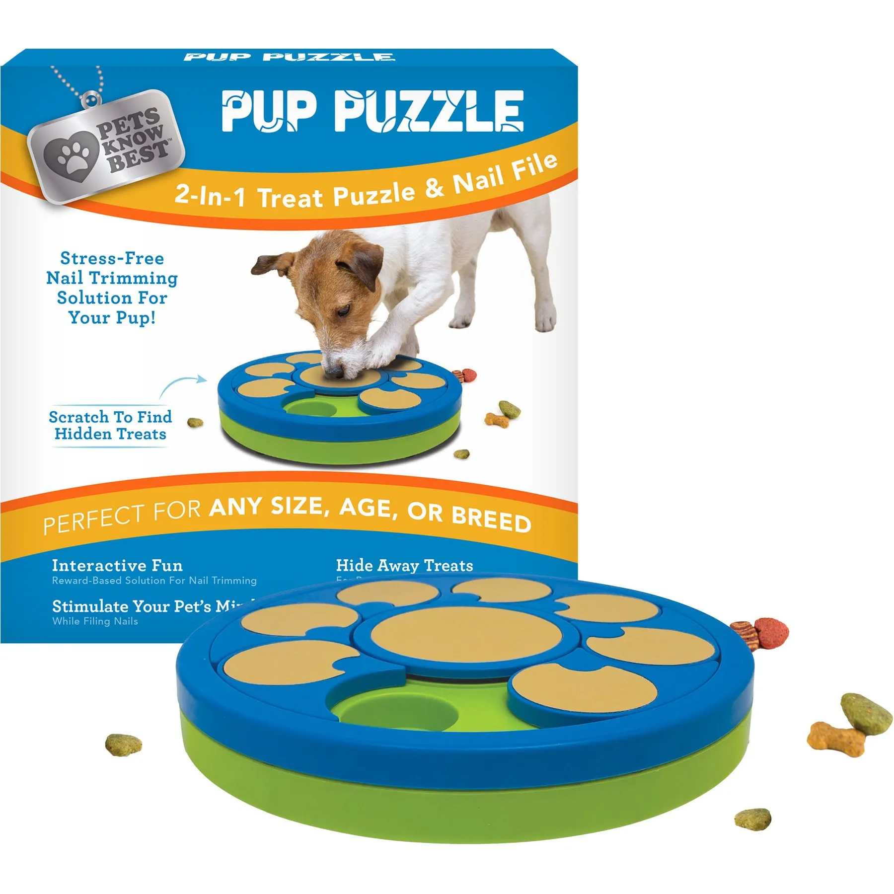 Interactive Dog Treat Puzzle & Nail File Toy, Green - Engaging Pet ...