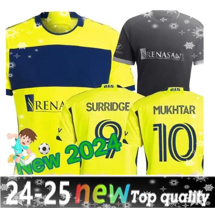Nashville SC 2024 Soccer Jerseys Home Yellow Away Black Football Shirt ...