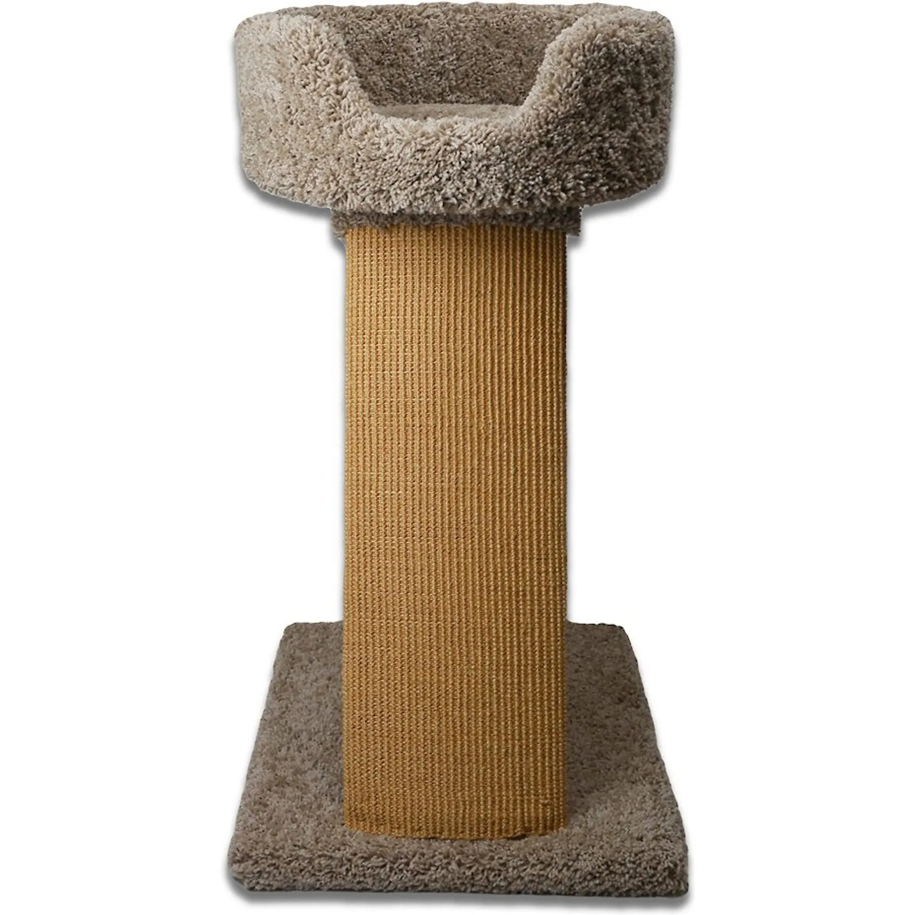 Cat Scratching Post & Bed - Neutral Plush, Durable Sisal, Multi-Level ...