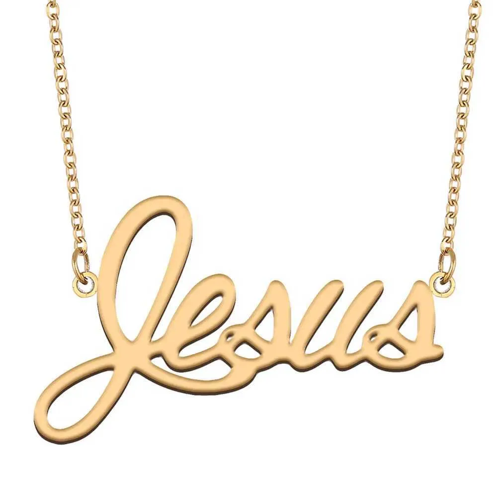 W241121 Jesus Name Necklace Personalized Gold Plated Stainless Steel ...