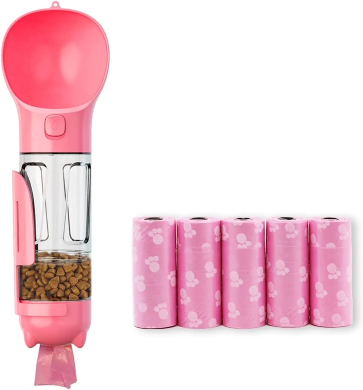 4-in-1 Portable Pet Travel Kit: Water & Food Dispenser + Poop Bag ...