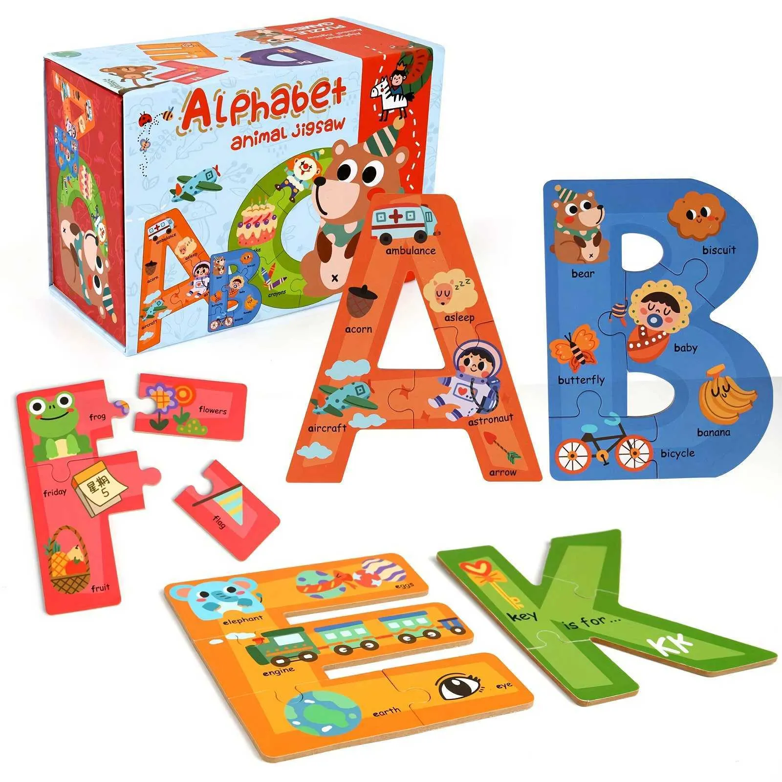 Montessori Wooden Alphabet Alphabet Number Puzzle For Kids Educational ...